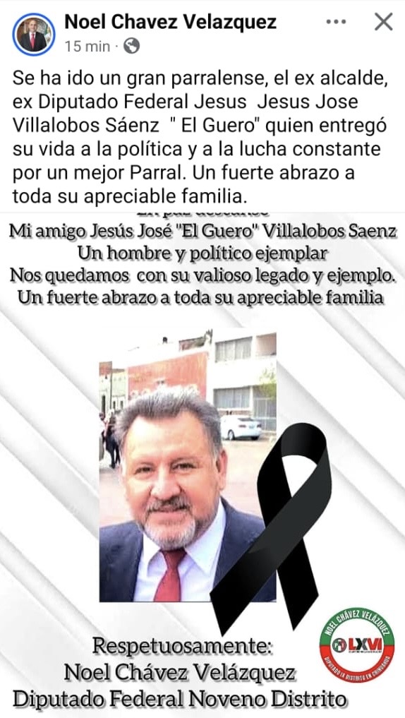 Despiden en redes a “El Güero” Villalobos, figura clave de la política parralense | Notigram